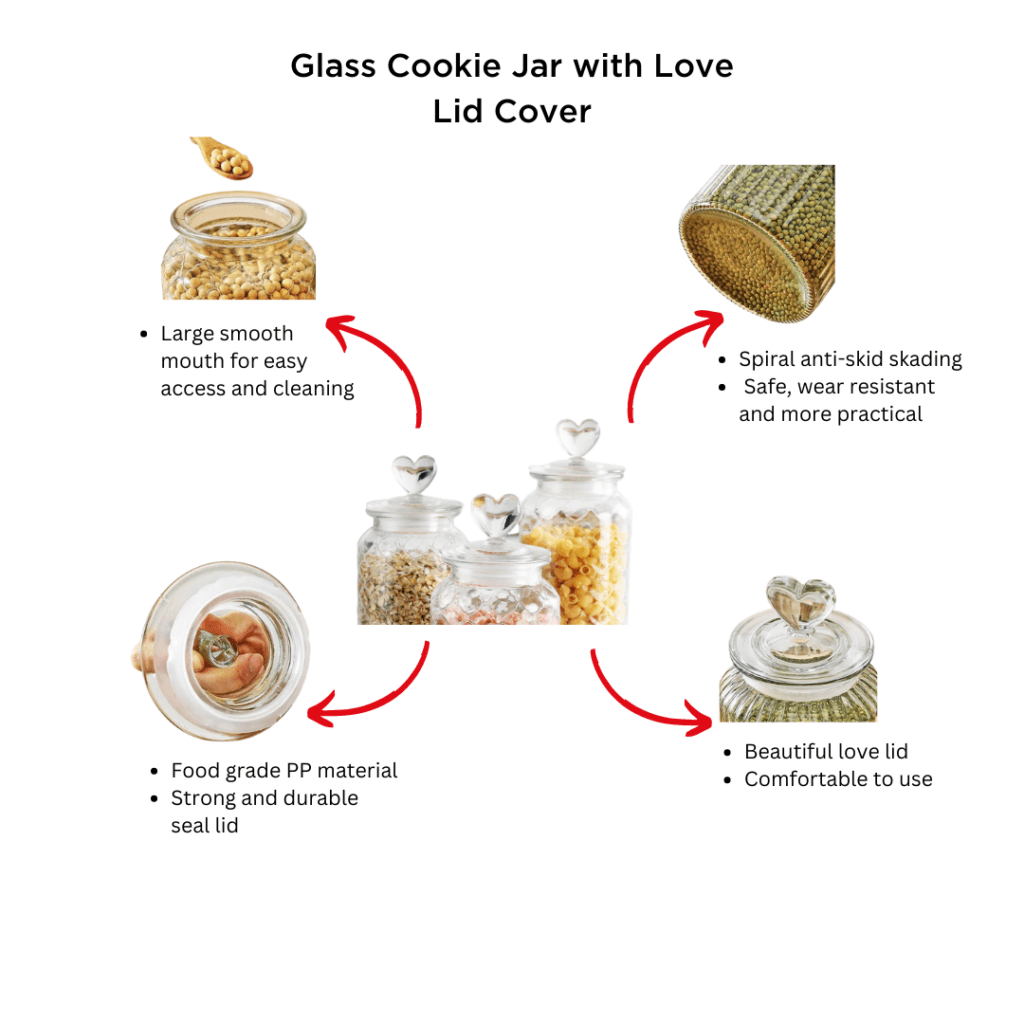 Nordic Glass Jar Food Storage with Love Lid – Kitchen Plaza