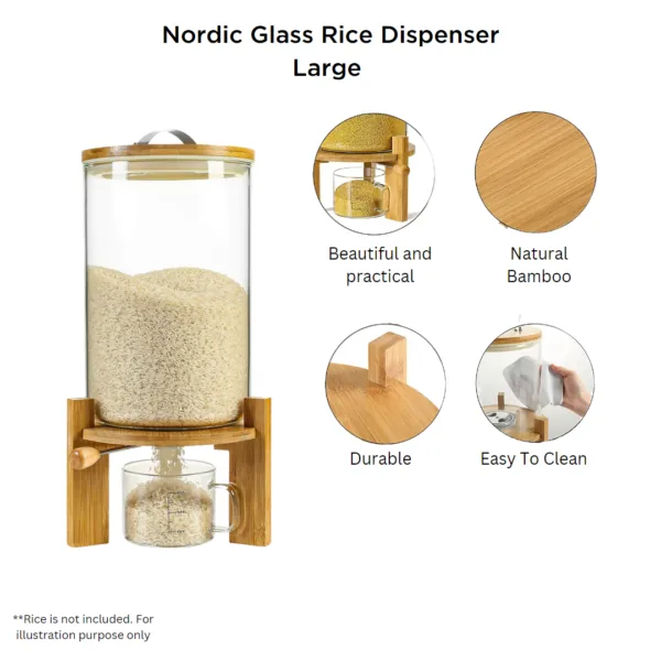Nordic Glass Rice Dispenser Large 7L – Kitchen Plaza