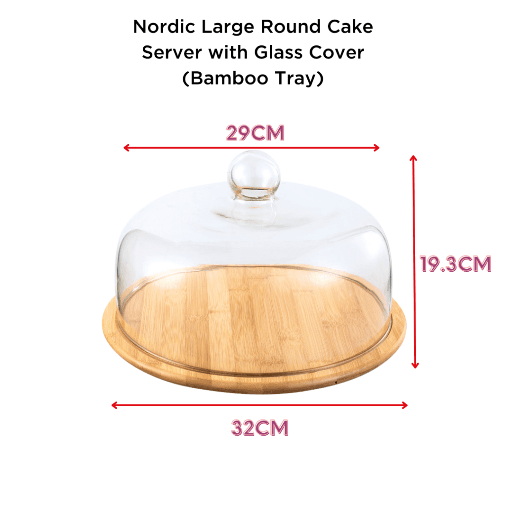 Nordic Large Round Cake Server with Glass Cover (Bamboo Tray) – Kitchen ...