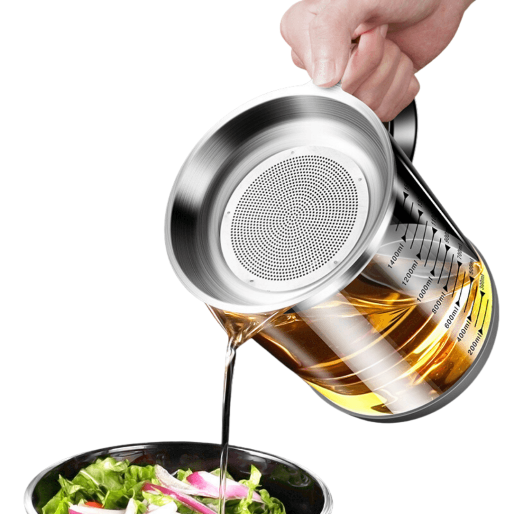 Transparent Glass Oil Strainer with Scale and Stainless Steel Filter ...