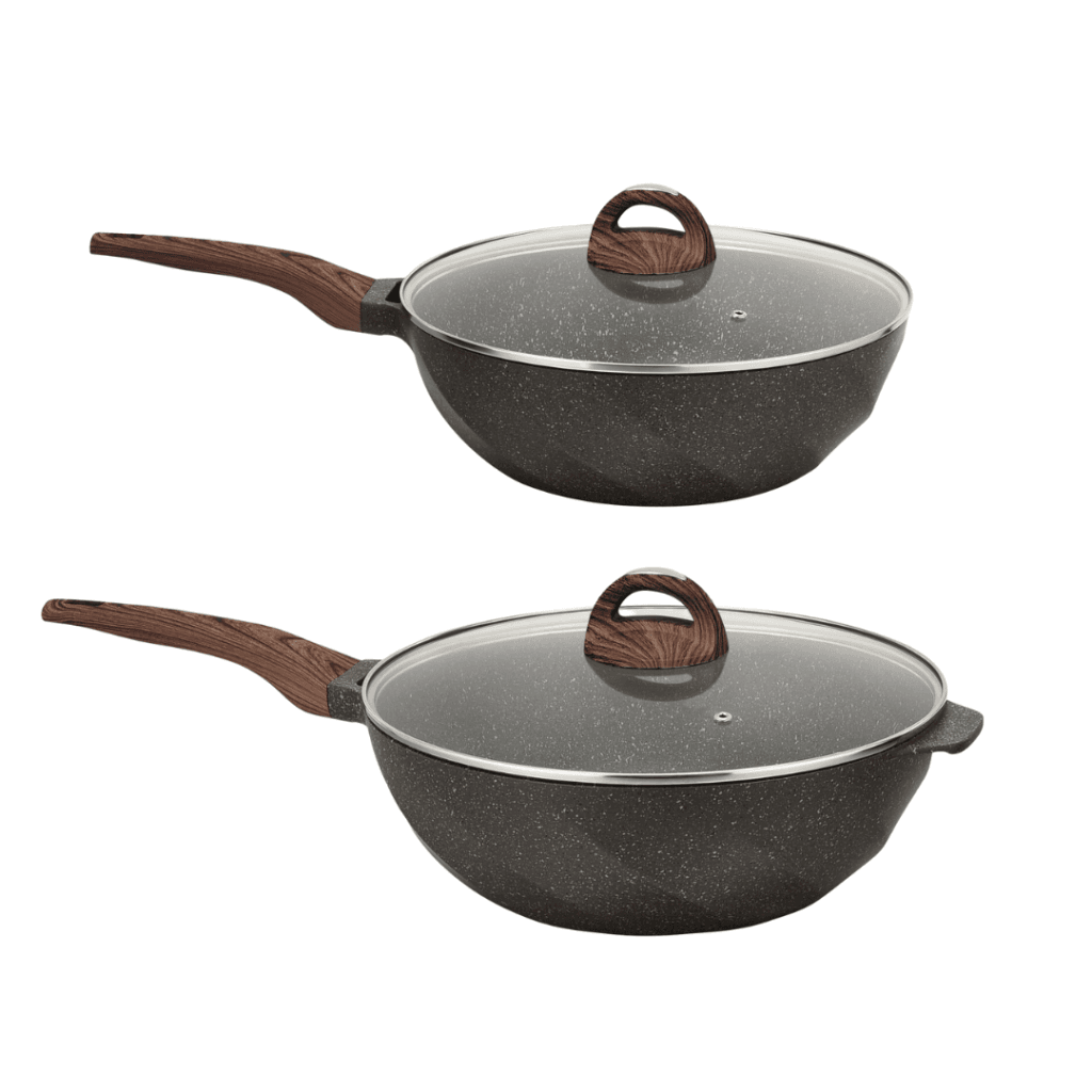 K&I 30/32CM Die-Cast Granite Non-Stick Coating Deep Fry-Pan With Lid (1 ...