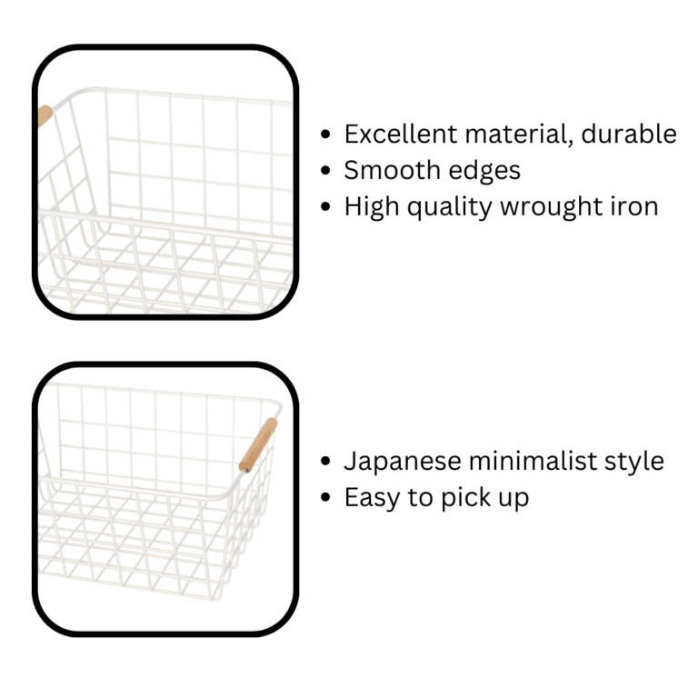 Muji Style Storage Basket White with Wooden Handle – Kitchen Plaza