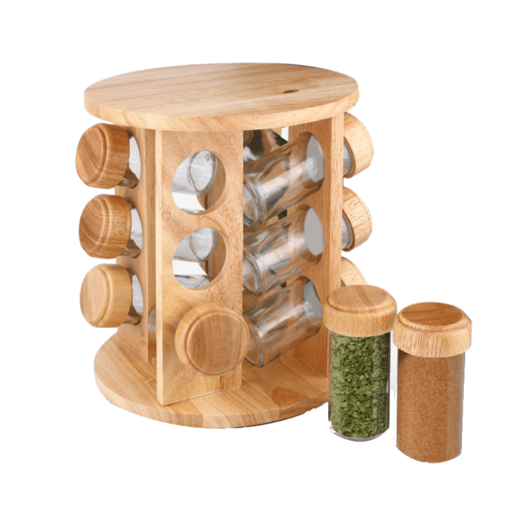 Nordic Rotating Spice Jar Set with Bamboo Head (12 Jars) – Kitchen Plaza