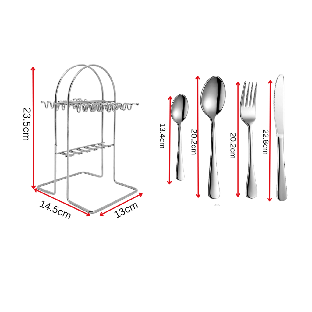 Stainless Steel Cutlery Set (24Pcs) with Stand – Kitchen Plaza