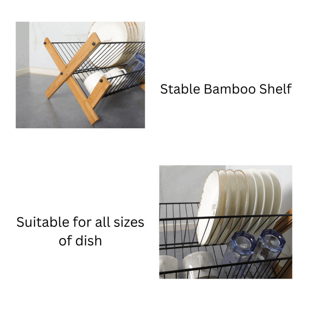 Muji Stainless Steel Bamboo Foldable Dish Drying Rack – Kitchen Plaza