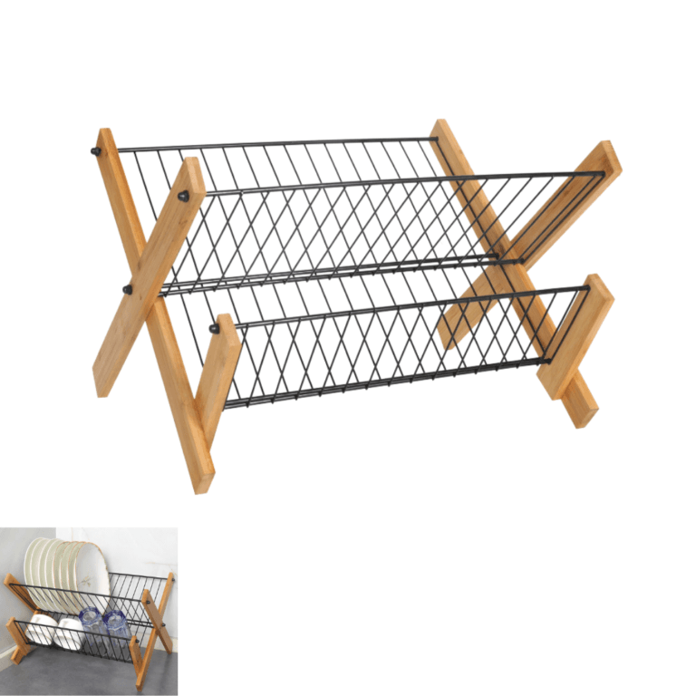 Muji Stainless Steel Bamboo Foldable Dish Drying Rack – Kitchen Plaza