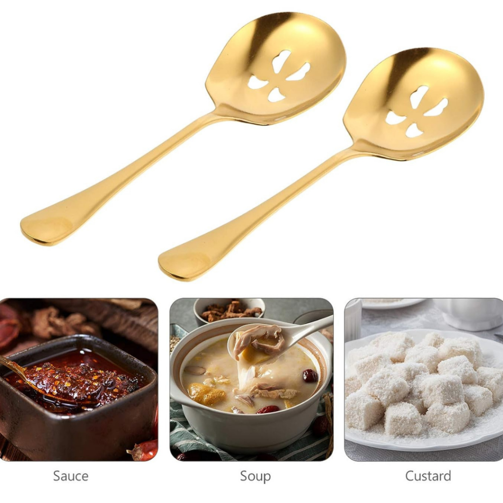 Yasmeen Gold Stainless Steel Serving Spoon/Serving Coriander Spoon (1 ...