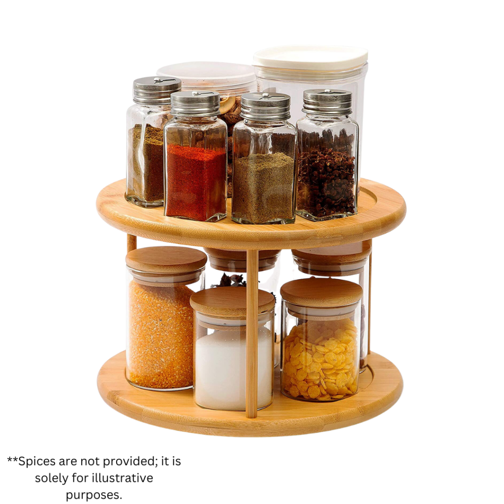 Muji Style Bamboo Wooden Rotation Tray 2-Tier/Bamboo Lazy Susan ...
