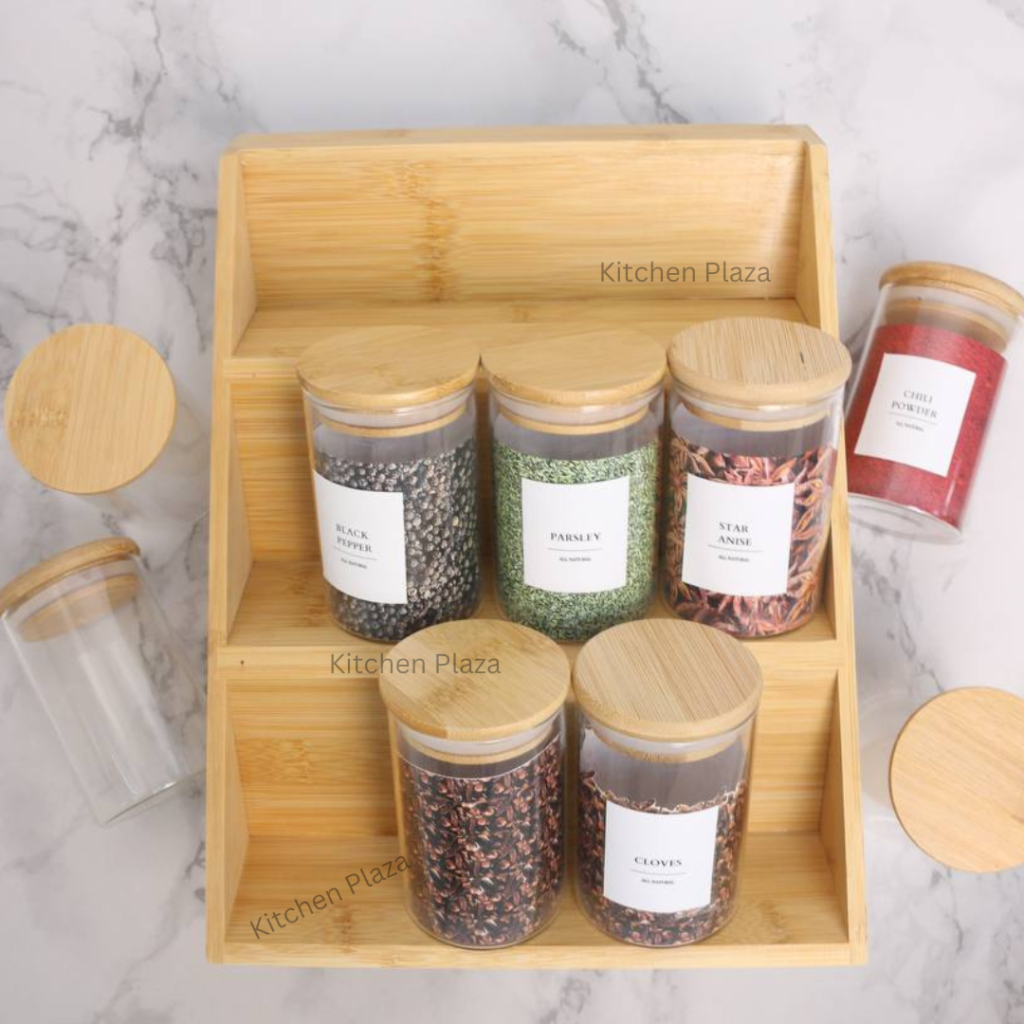 Spice Jar 3-Tier Multifunction Bamboo Spice Rack Organizer – Kitchen Plaza