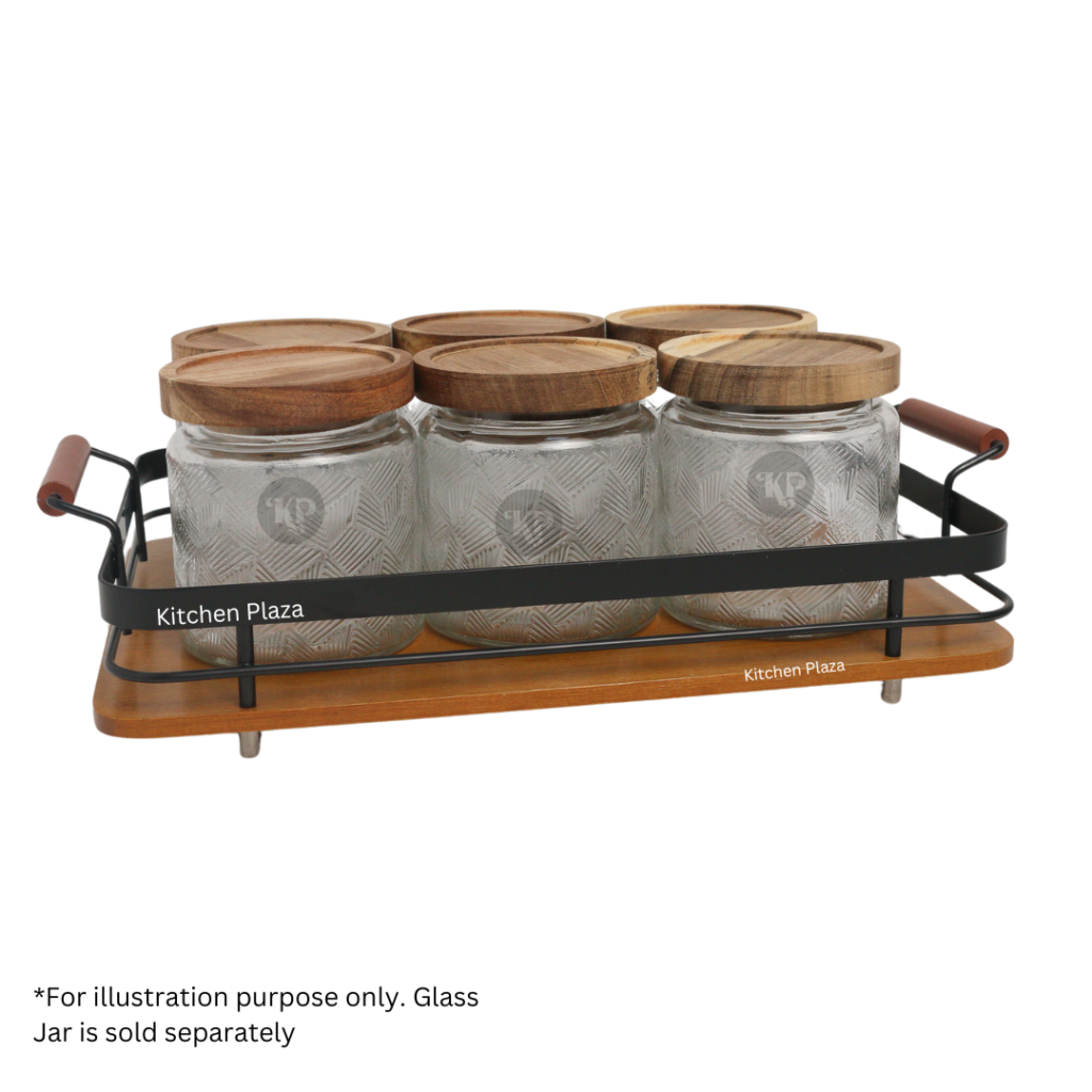 Nordic Bamboo Serving Tray Rectangular with Metal Frame (Brown ...