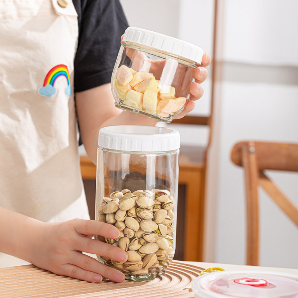 Nordic Interlock Airtight Stacked Clear Glass Jar – Kitchen Plaza
