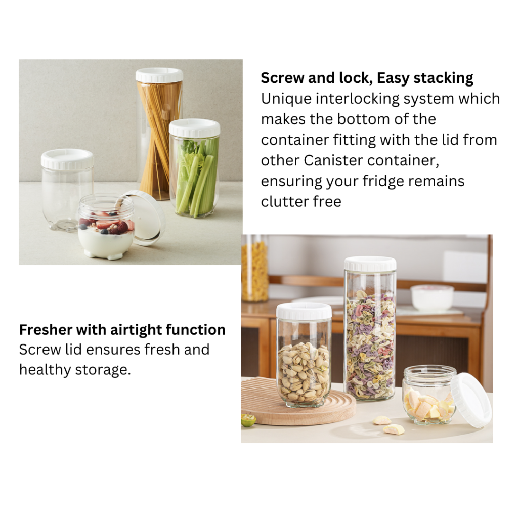 Nordic Interlock Airtight Stacked Clear Glass Jar – Kitchen Plaza