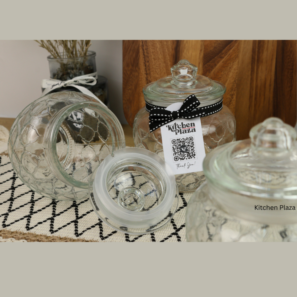 Round Cover Glass Cookie Jar Melon Grid 650mL (1 unit)/Balang Raya ...