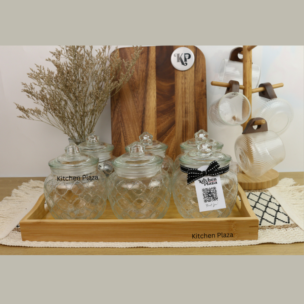 Round Cover Glass Cookie Jar Melon Grid 650mL (1 unit)/Balang Raya ...