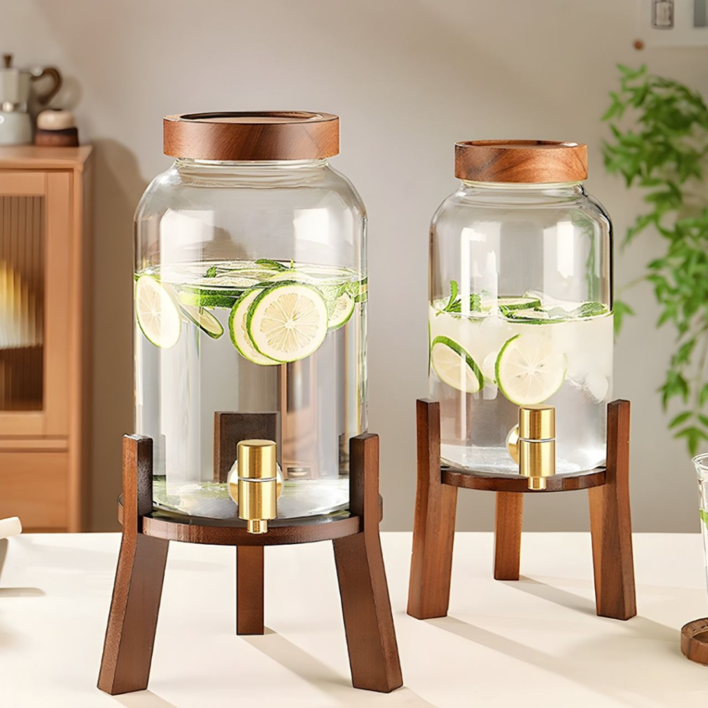 Nordic Water Dispenser Acacia Wood Base with Gold Faucet – Kitchen Plaza