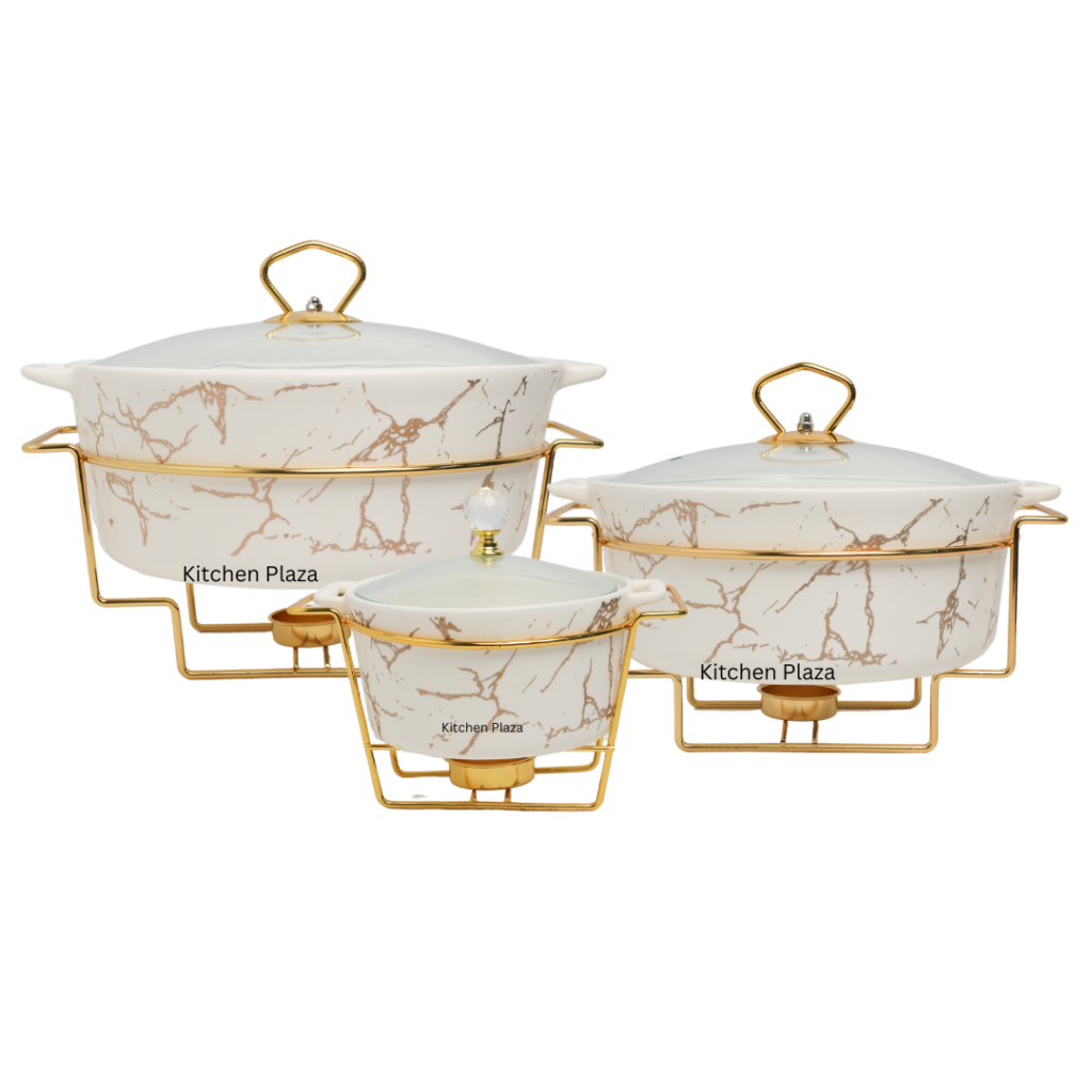 Yasmeen Round Buffet Tray Ceramic Gold Marble (1 unit) – Kitchen Plaza