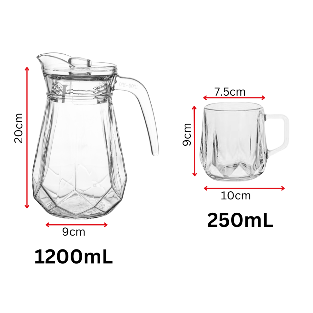 Elegant Transparent Drinking Set of 5 with Diamond Pattern – Kitchen Plaza