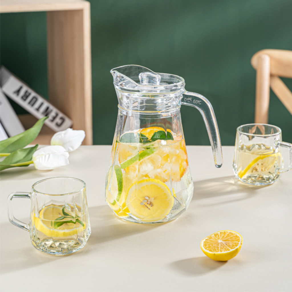 Elegant Transparent Drinking Set of 5 with Diamond Pattern – Kitchen Plaza