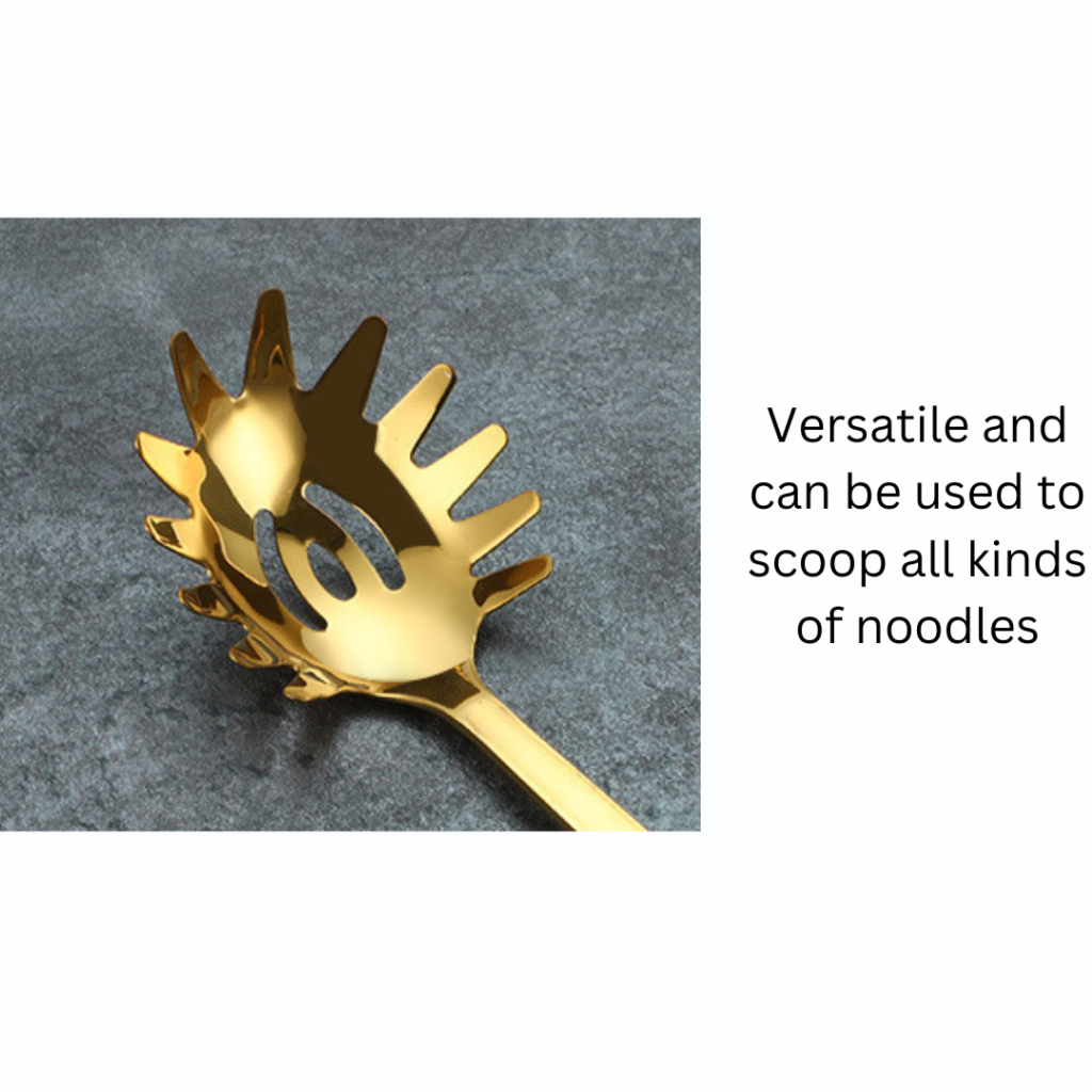 KP Stainless Steel Gold Slotted Spaghetti/Pasta Spoon Server (1 Unit ...