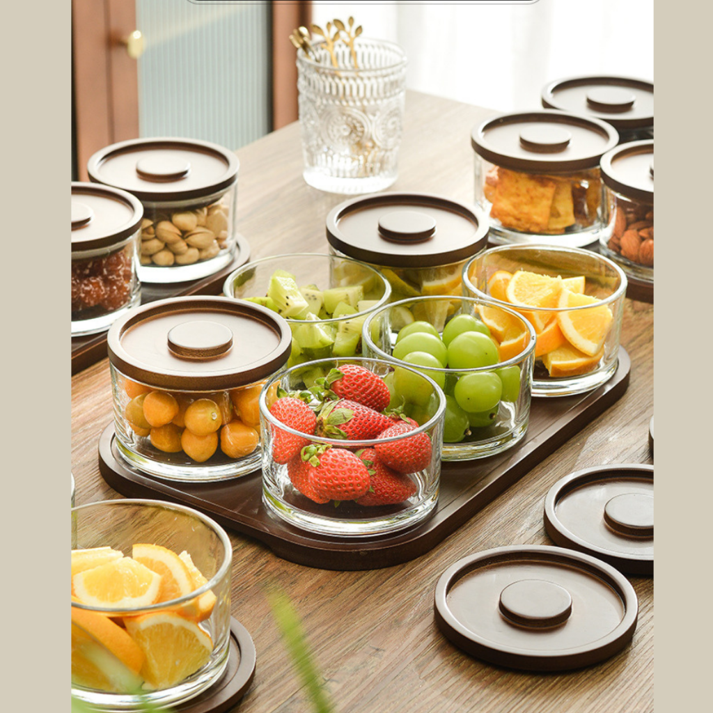 Nordic Dessert Serveware Retro Bites Platter Tray Set of 6 (Sealing Lid ...