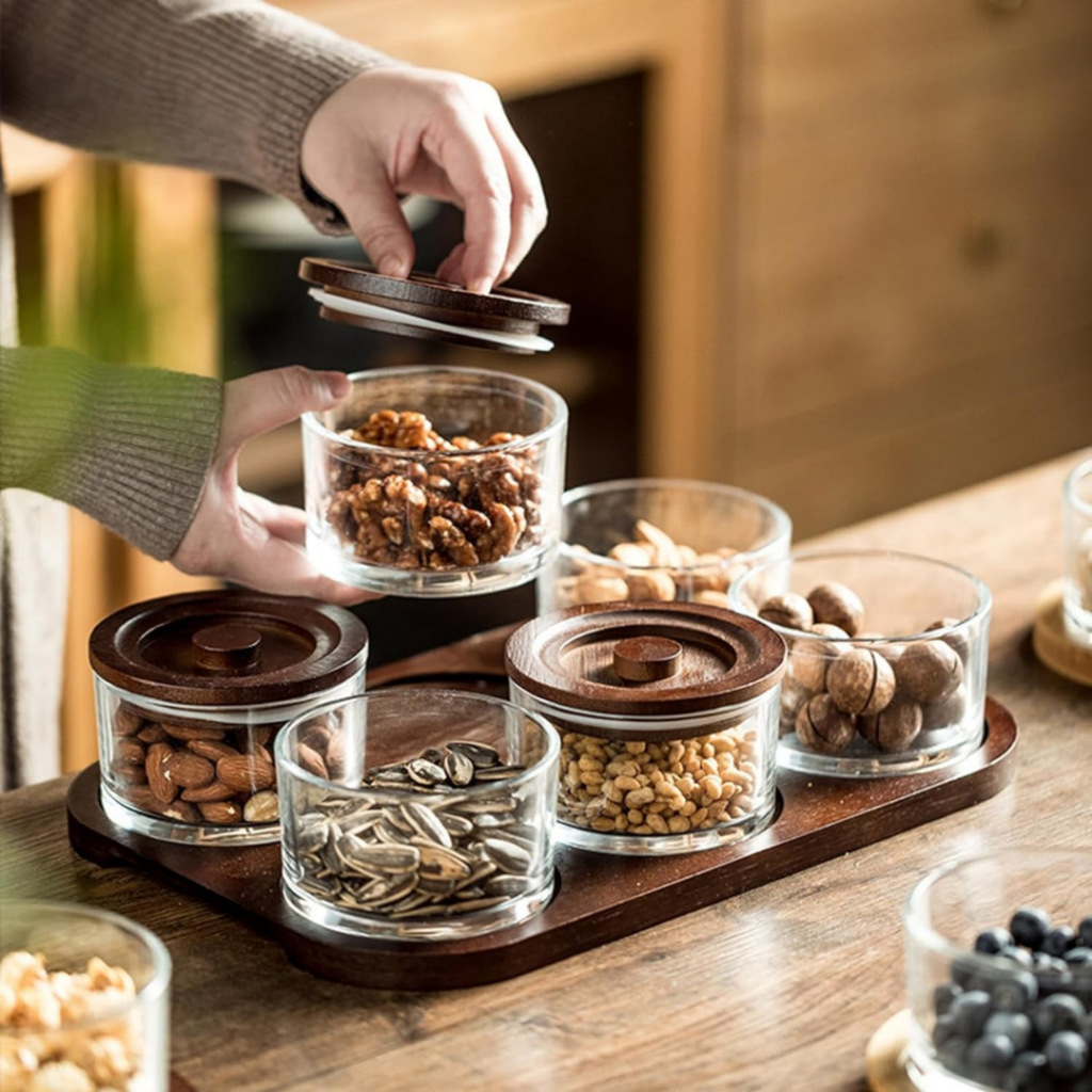 Nordic Dessert Serveware Retro Bites Platter Tray Set of 6 (Sealing Lid ...