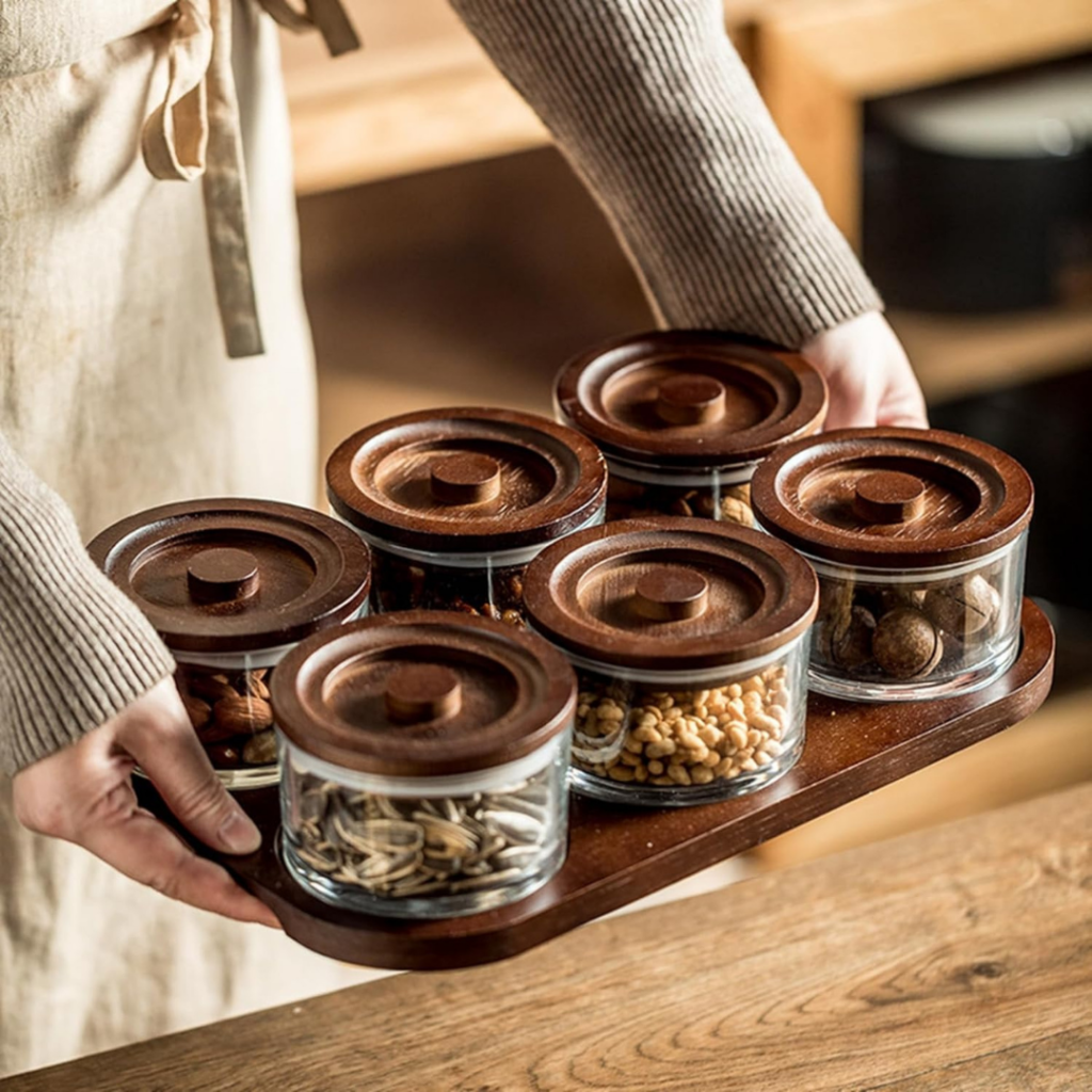 Nordic Dessert Serveware Retro Bites Platter Tray Set of 6 (Sealing Lid ...