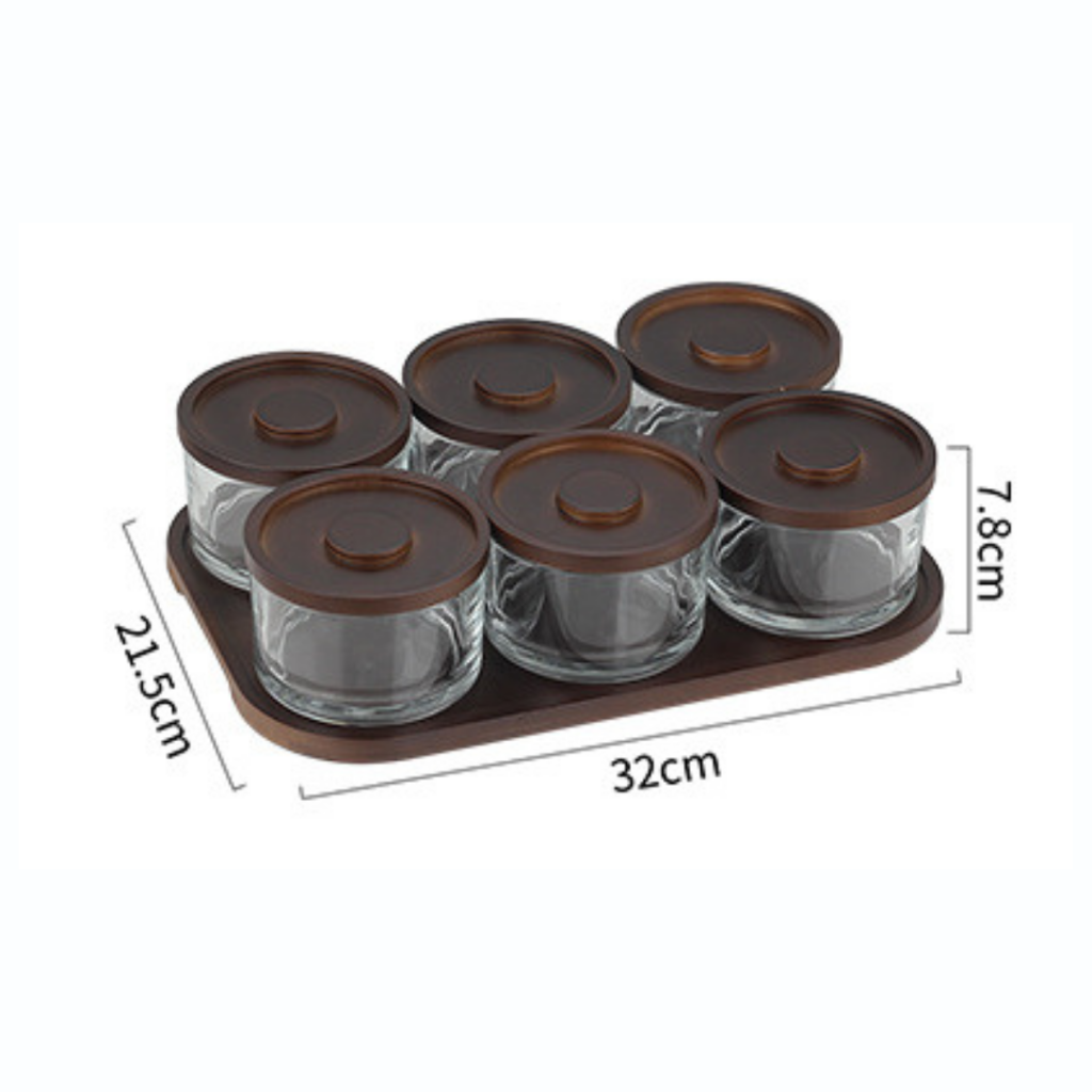 Nordic Dessert Serveware Retro Bites Platter Tray Set of 6 (Sealing Lid ...