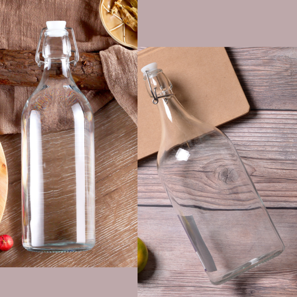 Nordic Style Clear Glass Bottle with Stopper (1 unit) – Kitchen Plaza
