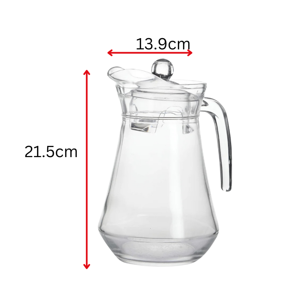 Transparent Glass Conical Water Jug 1.3L with Plastic Lid (L1957 ...