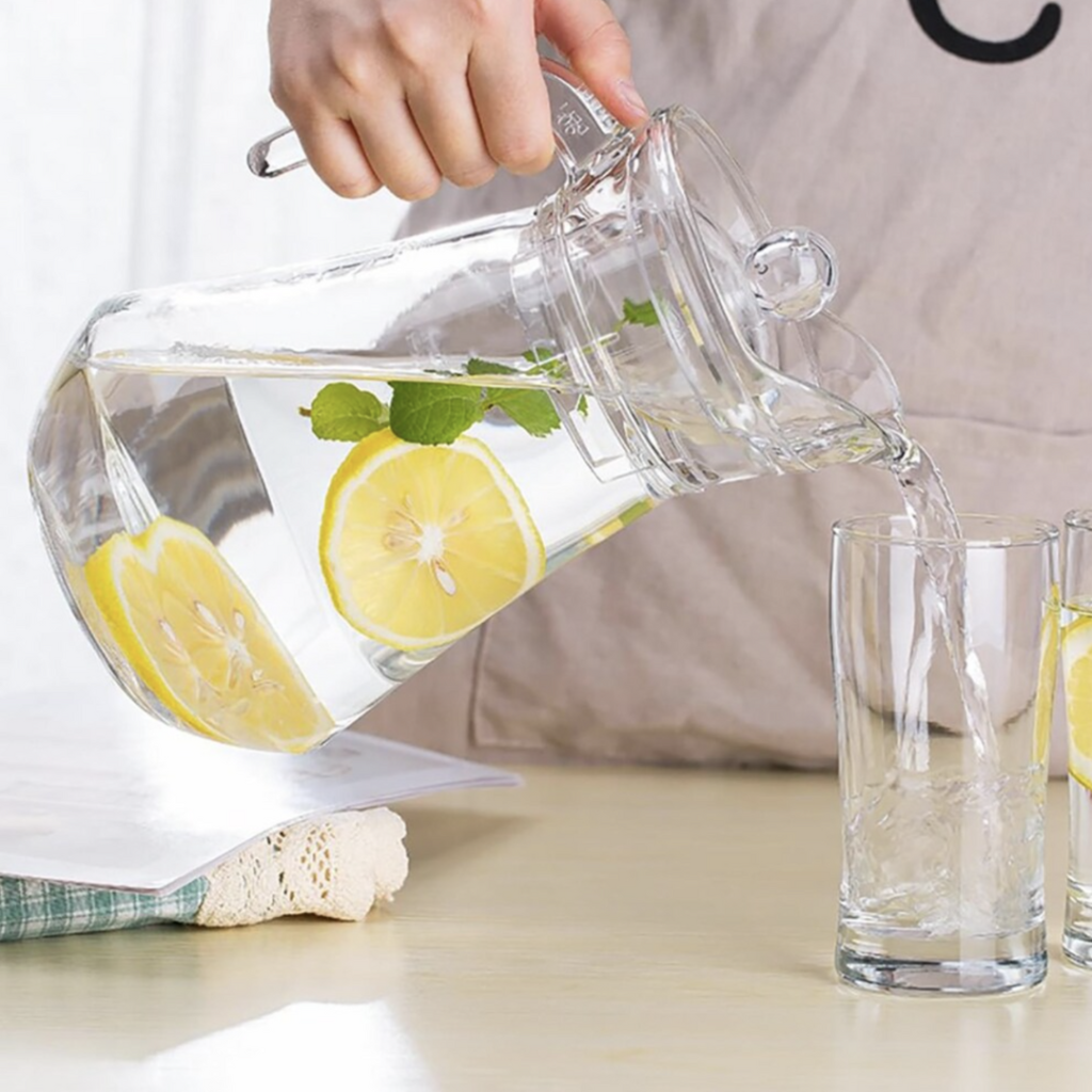 Transparent Glass Conical Water Jug 1.3L with Plastic Lid (L1957 ...