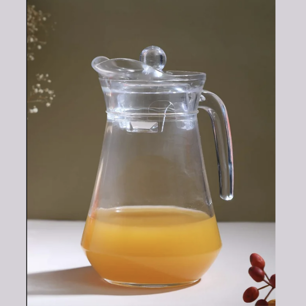 Transparent Glass Conical Water Jug 1.3L with Plastic Lid (L1957 ...