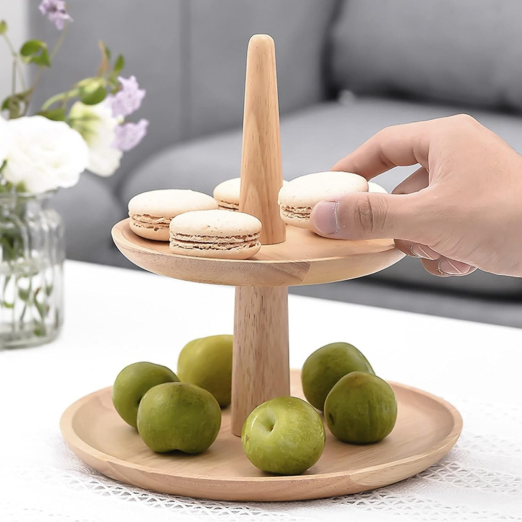 2-Tier Pine Wooden Dessert Tray – Kitchen Plaza
