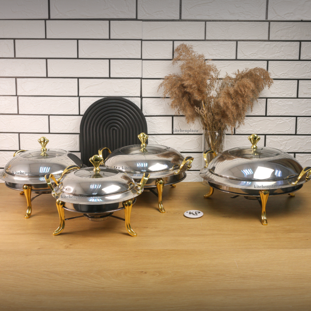 Stainless Steel Round Buffet Tray Royal Gold/Gold Chafing Dish Set of 4 ...