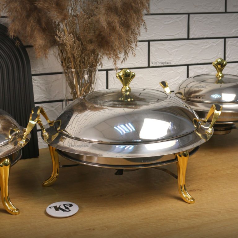 Stainless Steel Round Buffet Tray Royal Gold/Gold Chafing Dish Set of 4 ...