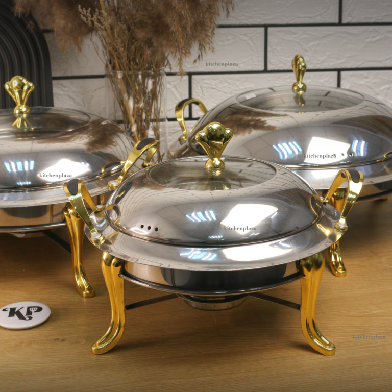 Stainless Steel Round Buffet Tray Royal Gold/Gold Chafing Dish Set of 4 ...