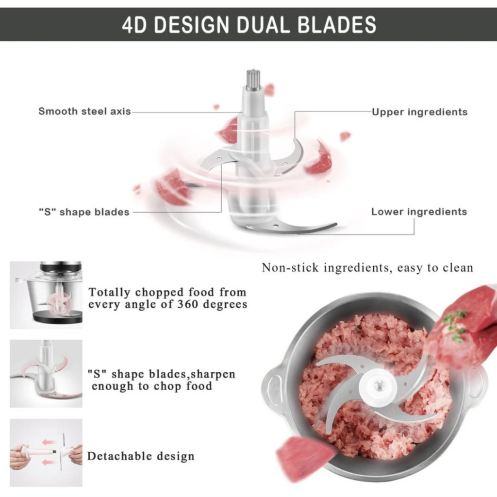 Stainless Steel Electric Food Chopper/Grinder – Kitchen Plaza