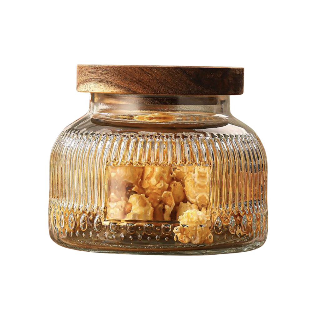 Nordic Vintage Big-Bottom Round Glass Jar with Wooden Lid 750mL (Balang ...