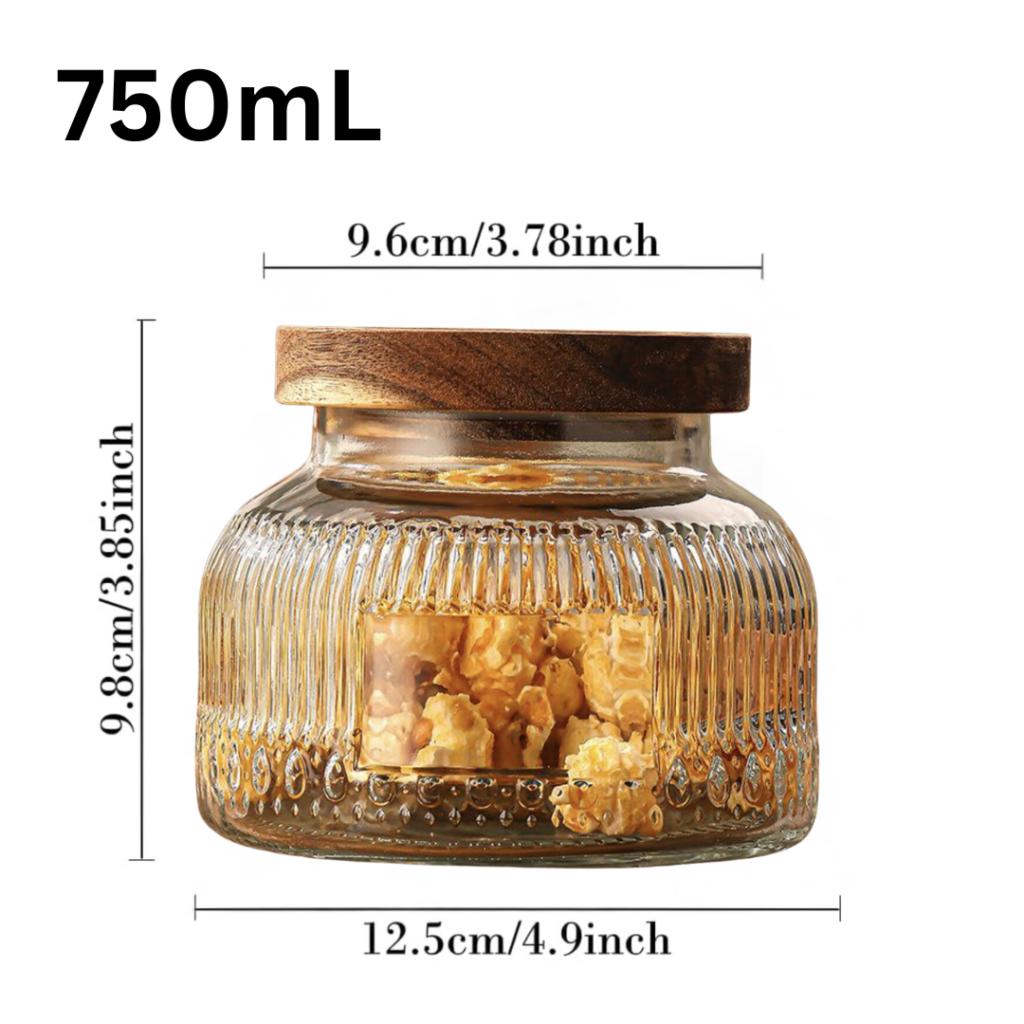 Nordic Vintage Big-Bottom Round Glass Jar with Wooden Lid 750mL (Balang ...