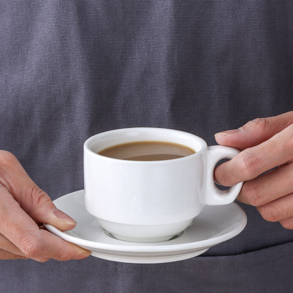 Nordic Porcelain White Medium Tea Cup and Saucer (1) 160mL – Kitchen Plaza